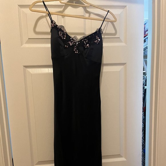 Cache | Dresses | Cache Silk Slip Cocktail Dress With Lace And Sequin ...